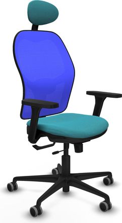 Piqueras y Crespo Ergonomischer Stuhl mit 3D-Armen, h&ouml;henverstellbarer Lendenwirbelst&uuml;tze und festem Kopfteil, ausgestattet mit Syncro/Traslack und injiziertem Schaumst