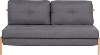 Beliani 2-Sitzer Schlafsofa Stoffbezug Dunkles Grau gesteppt hohe Metallbeine Edland