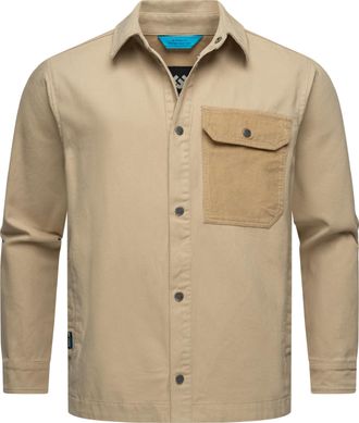 Ragwear Herren Hemdjacke leichte Übergangsjacke Overshirt mit Kord-Brusttasche Garwend YOUMODO Sand Gr. L