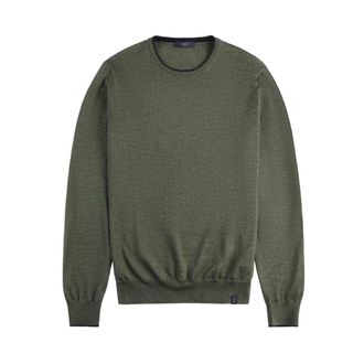 Fay Gr&uuml;ner Wollpullover mit Ellbogenpatches - - Knitwear - Herren - Gr&uuml;n - S