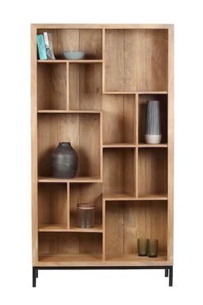 Livetastic Regal, Natur, Holz, Mangoholz, Holz, 13 F&auml;cher, 100x186x36 cm, Holzm&ouml;bel, Holzregale, B&uuml;cherregale Holz