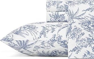 Tommy Bahama Perkal-Kollektion Bettw&auml;sche-Set - 100% Baumwolle, knackig und k&uuml;hl, leicht und feuchtigkeitsableitend, Stift und Tinte, Palmblau, Queen