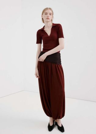 Mango Strickpullover mit V-Ausschnitt br&auml;unliches orange - Damen - XXS - MANGO