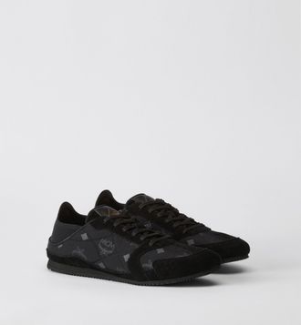 MCM Sneaker Federlite aus Nylon und Veloursleder BLACK NYLON