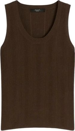 Max Mara Femme, Tops, Brun, Taille: 38 FR Wkdcose Pull Sans Manches en Fil Viscose