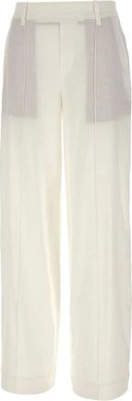 Vince Femme, Pantalons, Blanc, Taille: 42 FR Joan Pantalon &Eacute;vas&eacute; Taille Haute en Lin M&eacute;lang&eacute; Facile &agrave; Enfiler