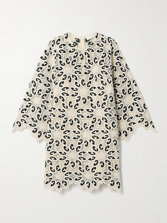 Zimmermann Ottie Minikleid Aus Guipure-spitze Aus Einer Baumwollmischung - Creme