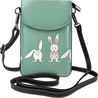 IUBBKI Sac à main pour téléphone portable Lapin de Pâques - Petit portefeuille en cuir à bandoulière pour femmes Sac à bandoulière pour carte de transport Co