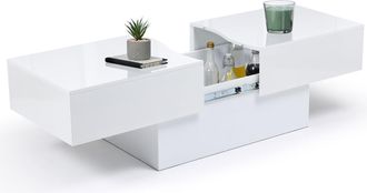 IDMarket Couchtisch, ausziehbar, rechteckig, Marta, Holz, Weiß