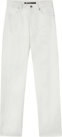 Jil Sander Femme, Jeans, Blanc, Taille: W26 Jean droit &agrave; surpiq&ucirc;res d&eacute;coratives