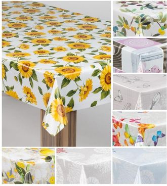 Laro Wachstuch-Tischdecke Wachstischdecke Gartentischdecke, Muster:Sonnenblumen Sonnenfreude Gelb Weiß, Größe:140x2000