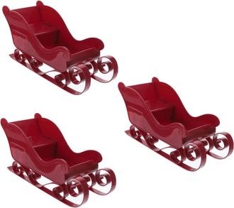 SOLUSTRE 3 St&uuml;ck Weihnachtsschlitten Anh&auml;nger aus Kunststoff Miniatur Schlitten Dekoration f&uuml;r Tisch und Weihnachtsbaum Rote Weihnachtsdeko f&uuml;r Party und Fest