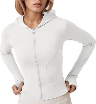 Generic Vestes d&eacute;contract&eacute;es &agrave; capuche et fermeture &eacute;clair pour femmes, manteau de yoga l&eacute;ger &agrave; manches longues pour le printemps, lautomne, les sports de ple