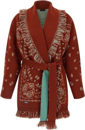Alanui Femme, Pulls, Brun, Taille: 38 FR Bandana Jacquard Cardigan