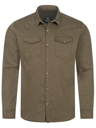 Rock Creek Herren Hemd Jeanshemd Freizeithemd Denim Hemden Langarm Regular M&auml;nner Jeans Hemd Kentkragen &Uuml;bergangshemd H-339 Dunkelgr&uuml;n 2XL