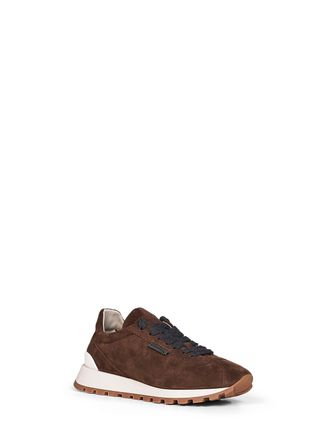 Brunello Cucinelli Monili-Embroidered Suede Sneaker - Brown