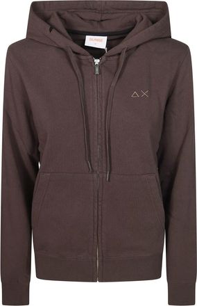 Sun 68 Femme, Sweatshirts et sweats &agrave; capuche, Brun, Taille: 40 FR Felpa Zip Basic