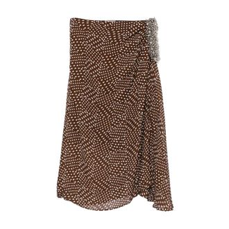 Dries Van Noten Femme, Jupes, Brun, Taille: 42 FR Draped Midi Skirt
