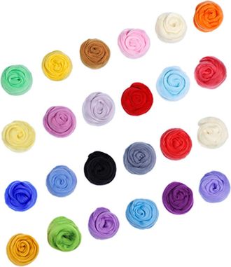 Soimiss 24stücke DIY-filzwolle Nadelfilzwolle Geschmeidiges Wollfilzmaterial Buntes Filzwolle-zubehör Für Handarbeiten