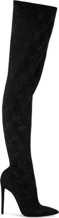 Philipp Plein Stiefel mit Monogrammmuster 120mm - Schwarz