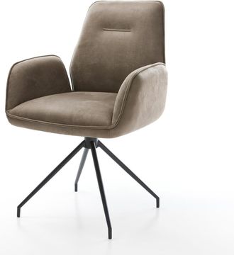 DELIFE Esszimmerstuhl Zoa-Flex Mikrofaser Taupe Vintage Kreuzgestell konisch Schwarz Taschenfederkern, Esszimmerst&uuml;hle