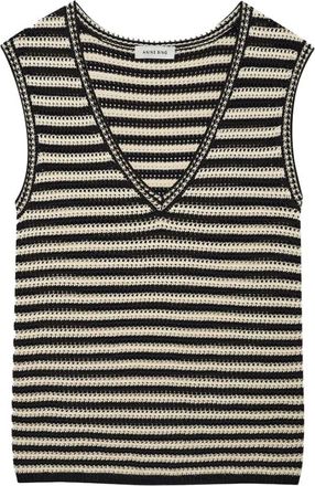 Anine Bing Femme, Tops, Noir, Taille: 42 FR Lowen Striped V-neck Vest