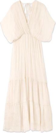 Oltre Femme, Robes, Blanc, Taille: 42 FR Robe longue en voile de m&eacute;lange de soie
