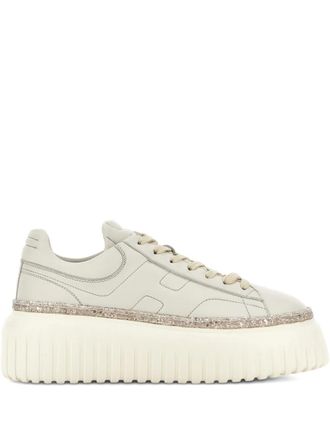 Hogan Flatform-Sneakers mit Glitter - Nude