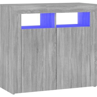 vidaXL Buffet avec lumi&egrave;res led sonoma gris 80x35x75 cm Vidaxl