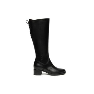 Nero Giardini Leder Schn&uuml;rstiefel mit Blockabsatz - - Shoes - Damen - Schwarzk - 39 EU