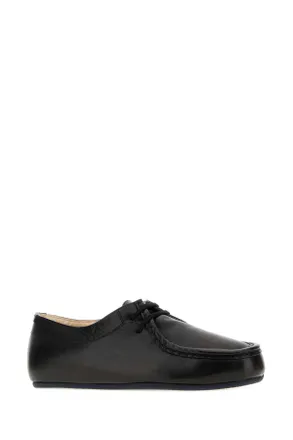 Jil Sander Womens Black Leather Lace-Up Shoes 001 Mocassini Loafers