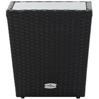 vidaXL Beistelltisch Schwarz 41,5&times;41,5&times;43 cm Poly Rattan und Hartglas Vidaxl