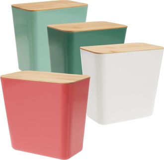 Com-Four 4x Vorratsdose mit Bambus-Deckel - Wiederverwendbare Aufbewahrungsboxen aus Kunststoff f&uuml;r Lebensmittel, Kosmetik & Kleinteile - ideal f&uuml;r Nudeln, Kaf