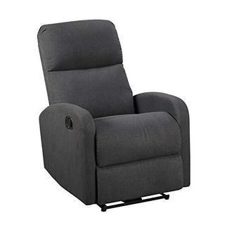 Happy Garden Fauteuil inclinable Max Gris Anthracite. Fauteuil de Salon Relax en Tissu Gris Anthracite avec Inclinaison Manuelle et Repose-Pieds
