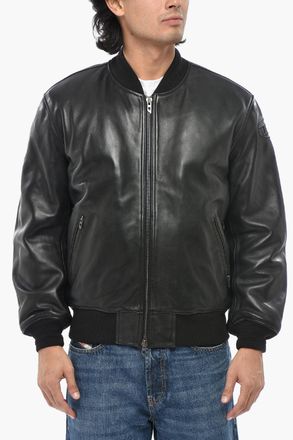 Diesel Leather Bomber Jacket L-KHAN Padded Diesel