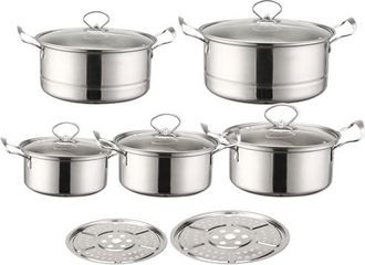 Generic Ensemble de casseroles en acier inoxydable - Kit de casseroles compatibles avec linduction avec couvercles, batterie de cuisine multi-usages, po&ecirc;le &agrave; 