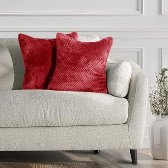 Decoking 58435 2tlg 2 Kissenbez&uuml;ge 45x45 cm Mikrofaser Rei&szlig;verschluss Fleece Kissenh&uuml;llen rot Henry