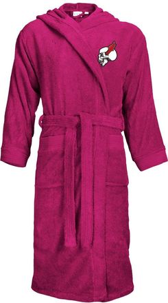 Spass Kostet Bademantel Frottee mit Kapuze Totenkopf Rock Metal Größe S bis XXXL, Größe:L/XL, Farbe:pink