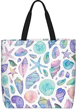 Generic Sac De Courses Coquillages Aquarelle Sac Enfant Pliable Lavables Sacs En Toile Pour Femmes, Pour Femmes, &Eacute;cole, Tous Les Jours, Voyage