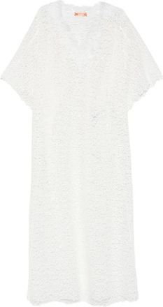 Ermanno Scervino Femme, Robes, Blanc, Taille: 38 FR Lace V-neck Maxi Dress