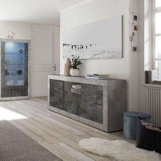 LC spa home24 Sideboard Urbino I 184 x 86 x 43cm Grau/Anthrazit/Hellgrau