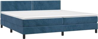 vidaXL Boxspringbett mit Matratze & LED Dunkelblau 200x200 cm Samt vidaXL