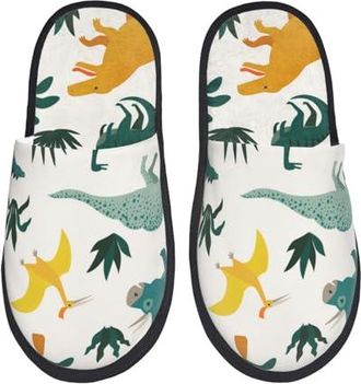 Generic Chaussons Femme Homme Dinosaures Et Feuilles Tropicales Maison Chaussures Antidérapantes Automne Hiver Pantoufles DExtérieur, Pour Fête, Hommes, Femme