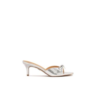 Kazar Silberne Mules mit Schleife und mittelhohem Absatz - - Shoes - Damen - Grau - 38 EU