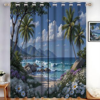 Generic Verdunklungsvorh&auml;nge Himmelblau Vorhang Blickdicht 2Er Set H 245 X B 140 cm Gardinen Mit &Ouml;sen Thermovorhang Hitzeschutz Vorh&auml;nge F&uuml;r Wohnzimmer Schlaf