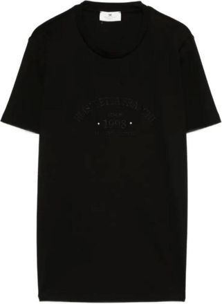 Elisabetta Franchi Femme, Tops, Noir, Taille: 40 FR T-shirt avec broderie logo