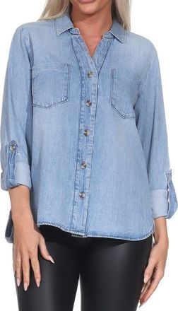 Only Female Jeanshemd Normal geschnitten Hemdkragen Umgeschlagene &Auml;rmelb&uuml;ndchen Jeanshemd