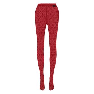 Marine Serre Homme, Sous-v&ecirc;tements, Rouge, Taille: S Moonogram Mesh Flock Tights
