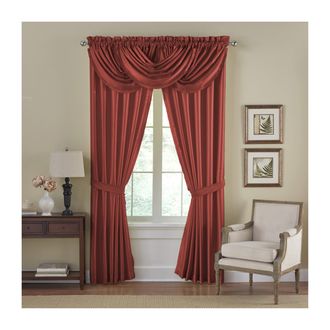 Elrene Home Fashions Versailles Verdunkelungsvorhang aus Kunstseide, mit Stangentasche, 132 x 213 cm, Rot, 1 Panel