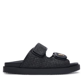Tommy Hilfiger Pantoletten Tommy Hilfiger Double Strap Raffia FW0FW09122 Schwarz